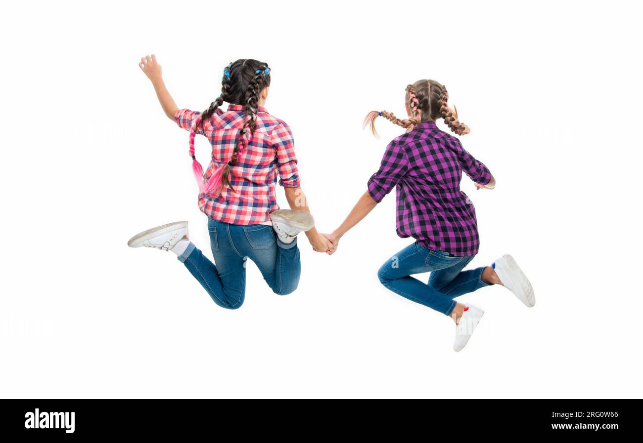 friendship of two children. happy girls sisterhood. children have fun ...