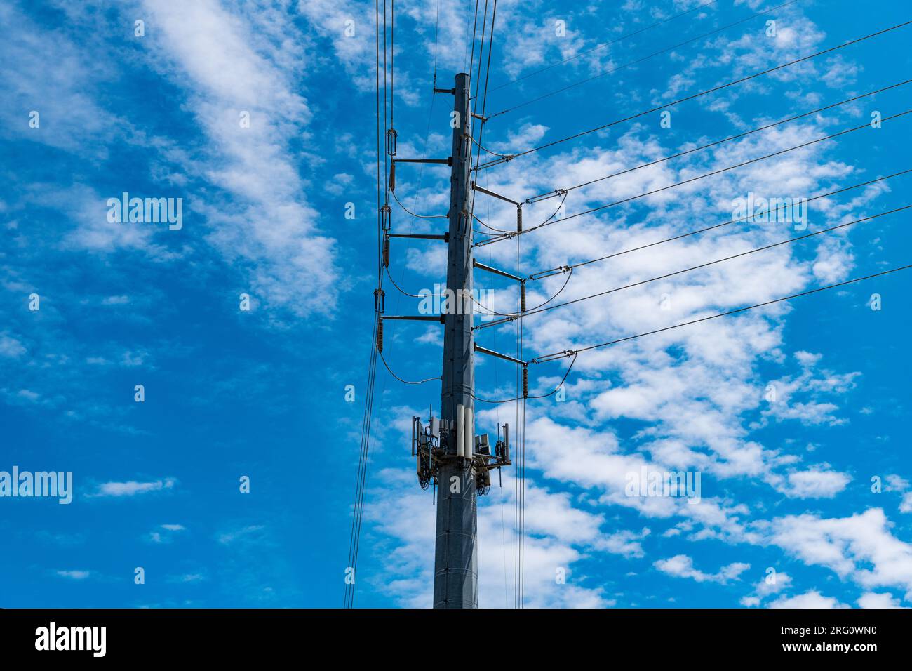 pylon producing energy. voltage transmission on electric tower. high ...