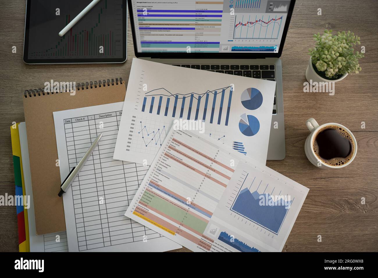 Businessmen work hard. Using analytics, Data analytics, statistics ...