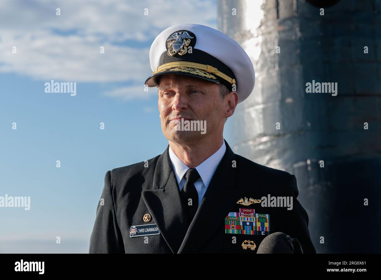 U.S. Navy Rear Admiral Chris Cavanaugh, Commander, Submarine Group 7 ...