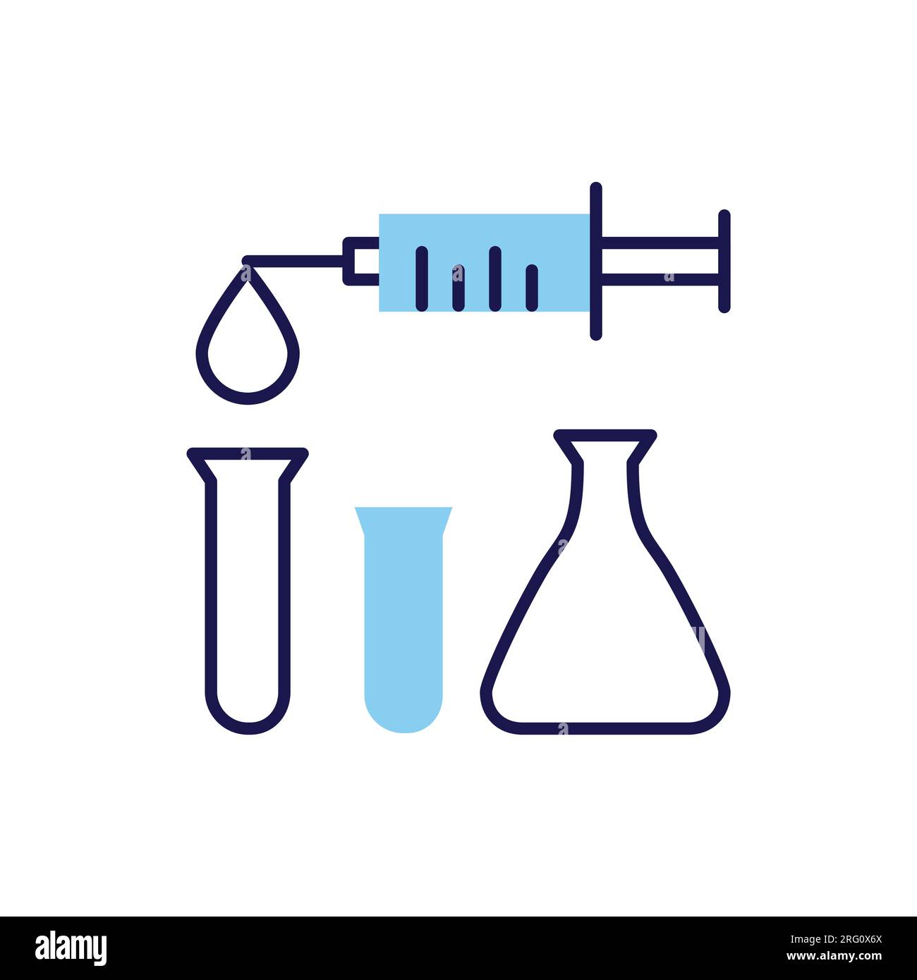 Syringe and Lab Tubes related vector line icon. Test tube. Isolated on ...