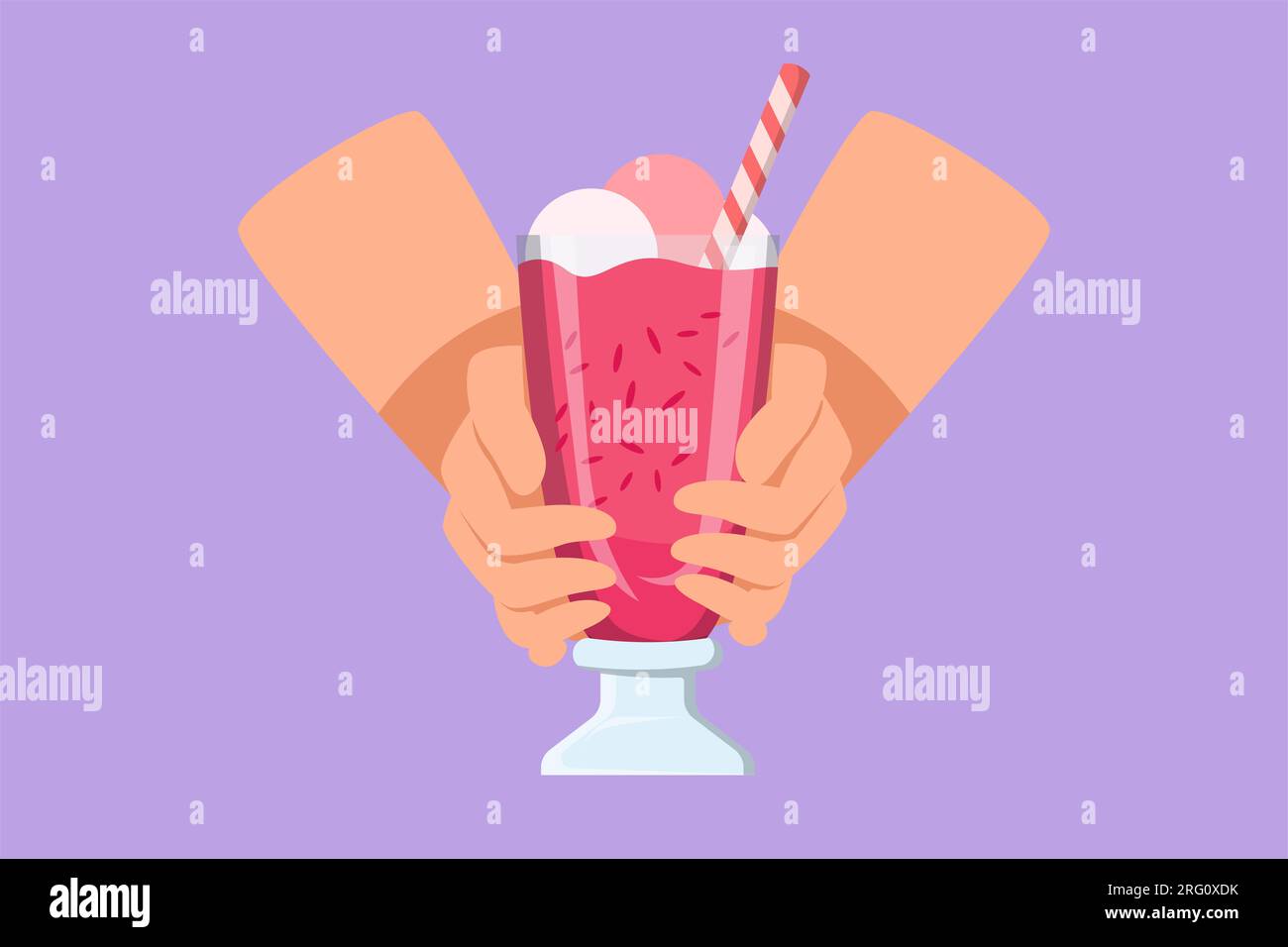 Graphic flat design drawing hands of human hold glass of tasty ...