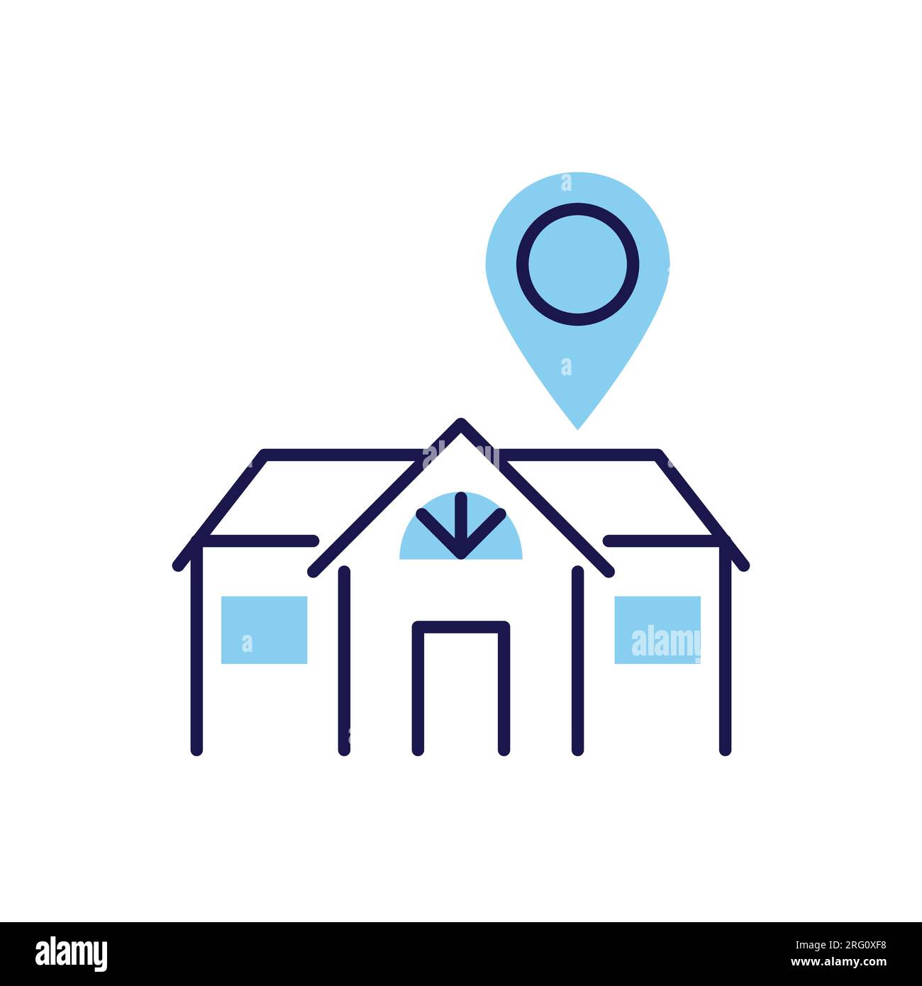 Stay Home related vector icon. House with a navigation position sign ...