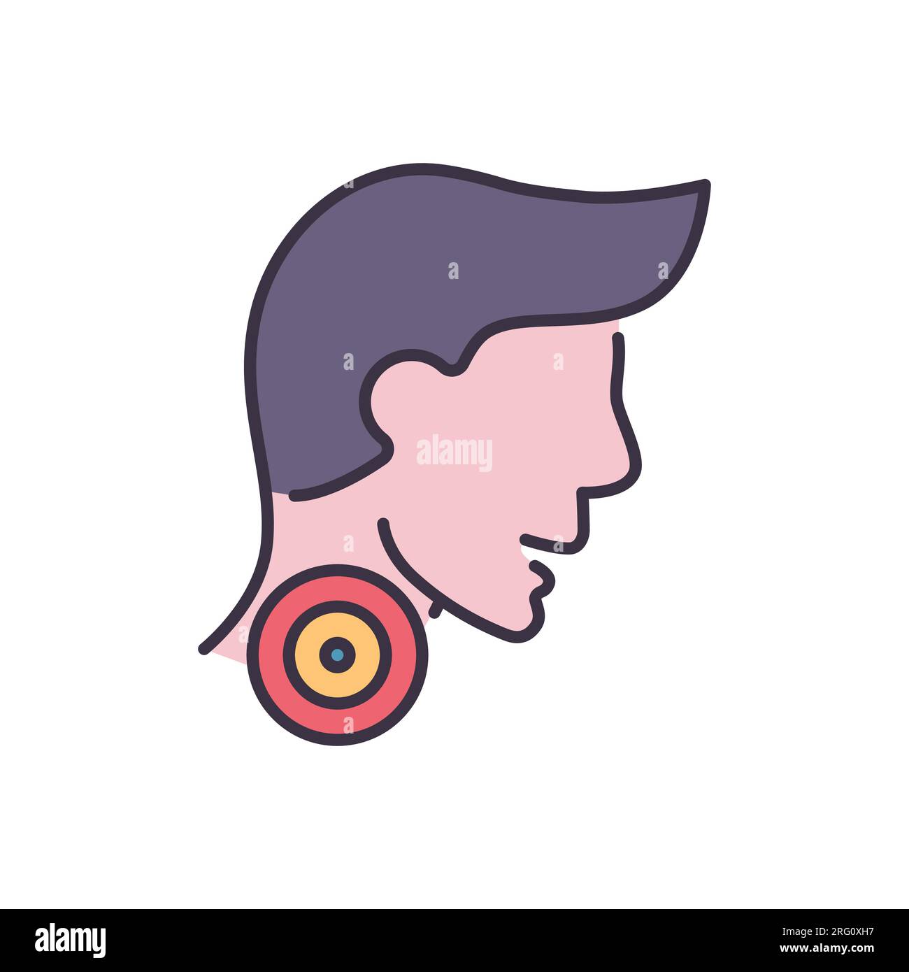 Sore Throat related vector icon. Head of man with sore throat. Sore ...