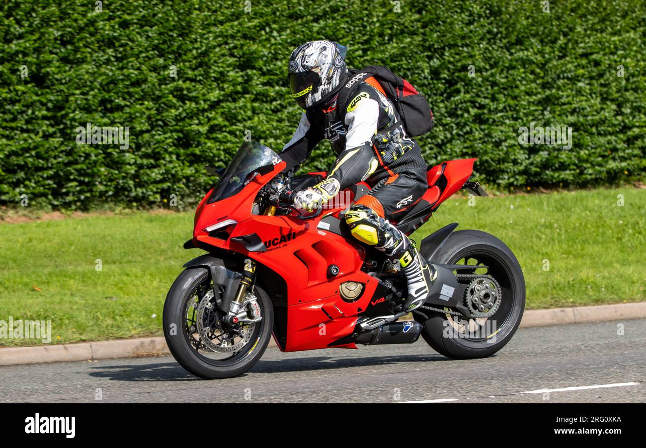 Whittlebury,Northants.,UK - Aug 6th 2023. Man in black motorcycle ...