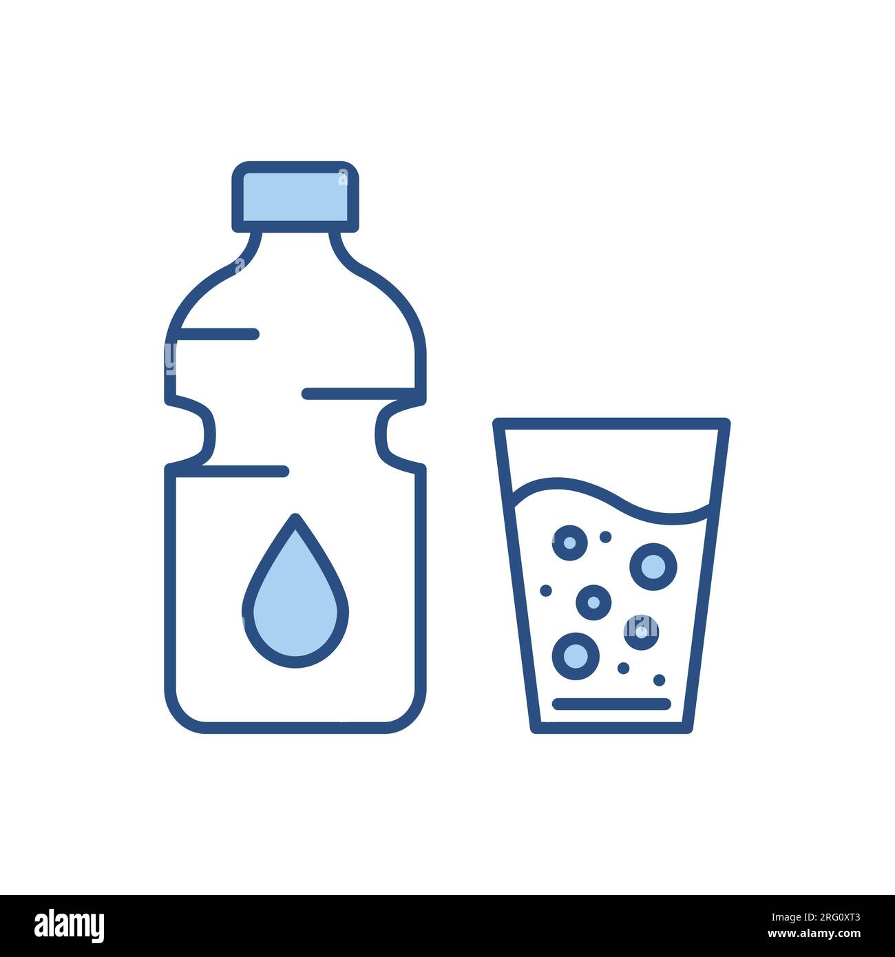 Water related vector icon. Bottle of water and a full glass. Drinking water sign. Isolated on ...
