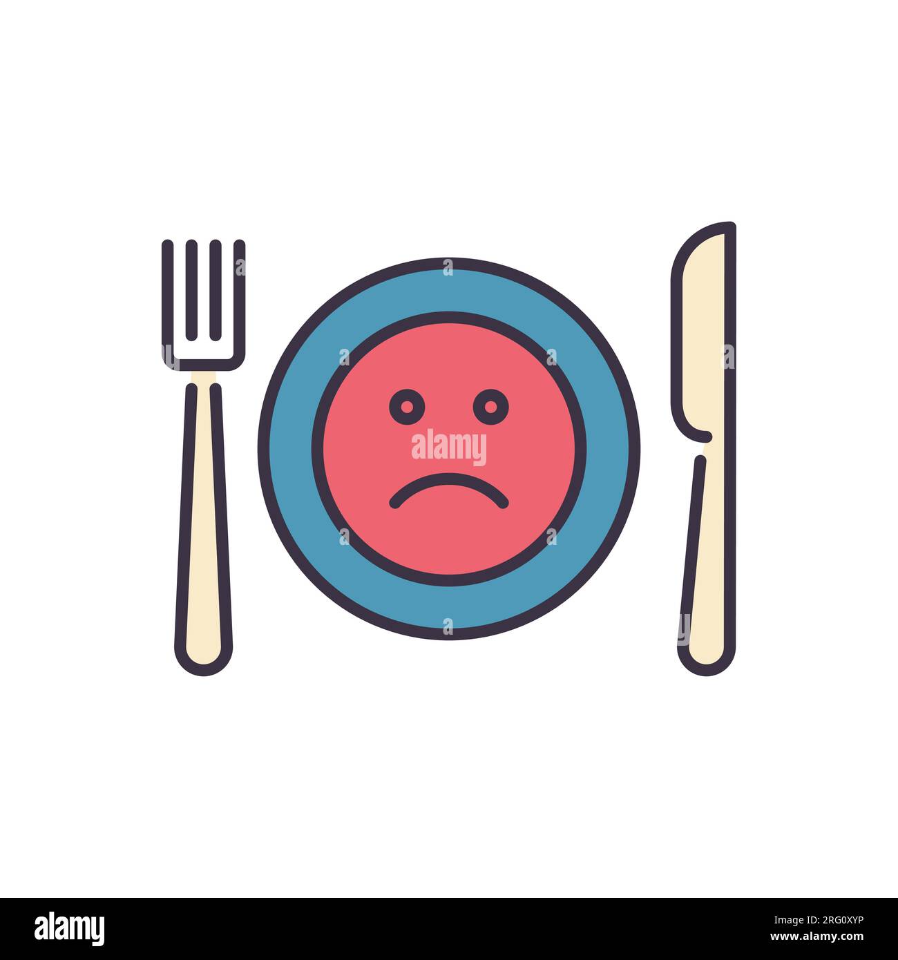 Loss of appetite related vector icon. Cutlery, knife, fork and plate ...