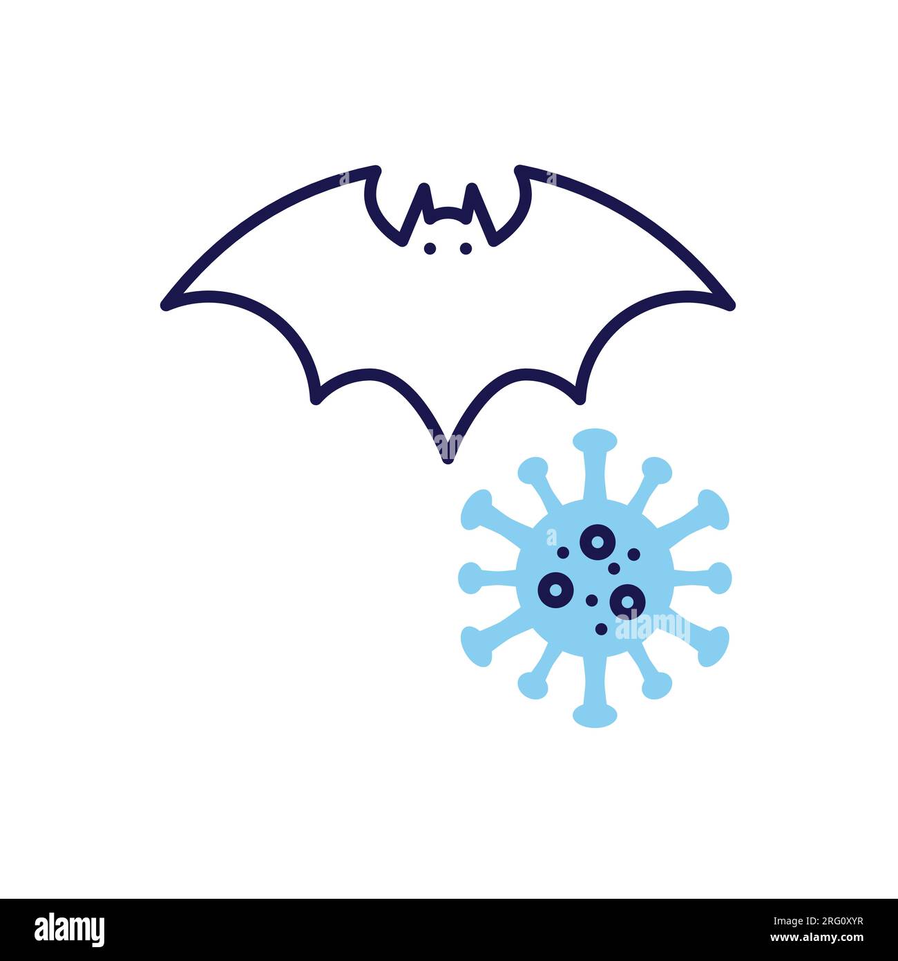 Bat carrier of coronavirus related vector icon. Bat and virus sign ...