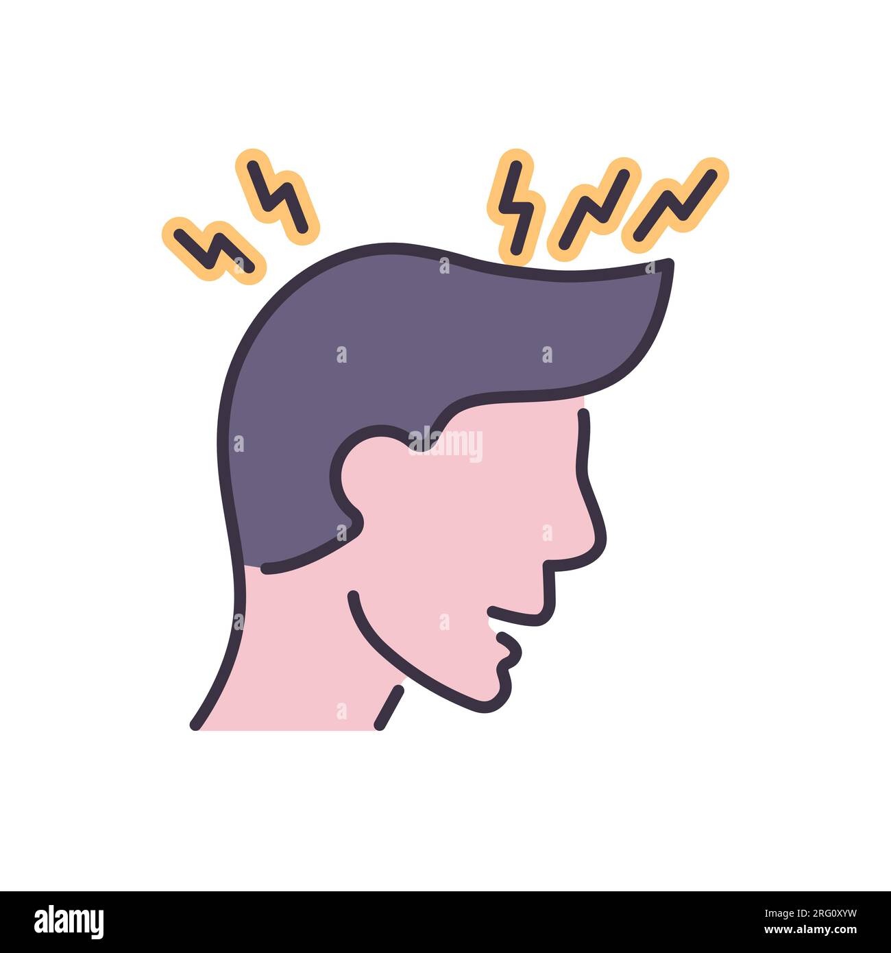 Headache related vector icon. Head of man with headache in his hands at ...