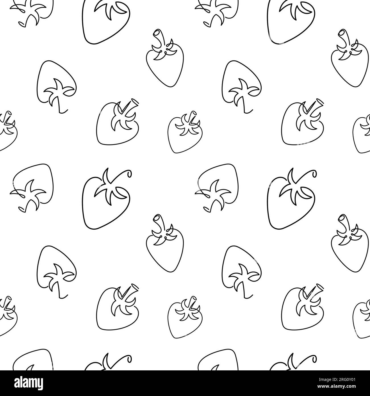 Strawberry seamless pattern. Single line art style strawberry. Abstract ...