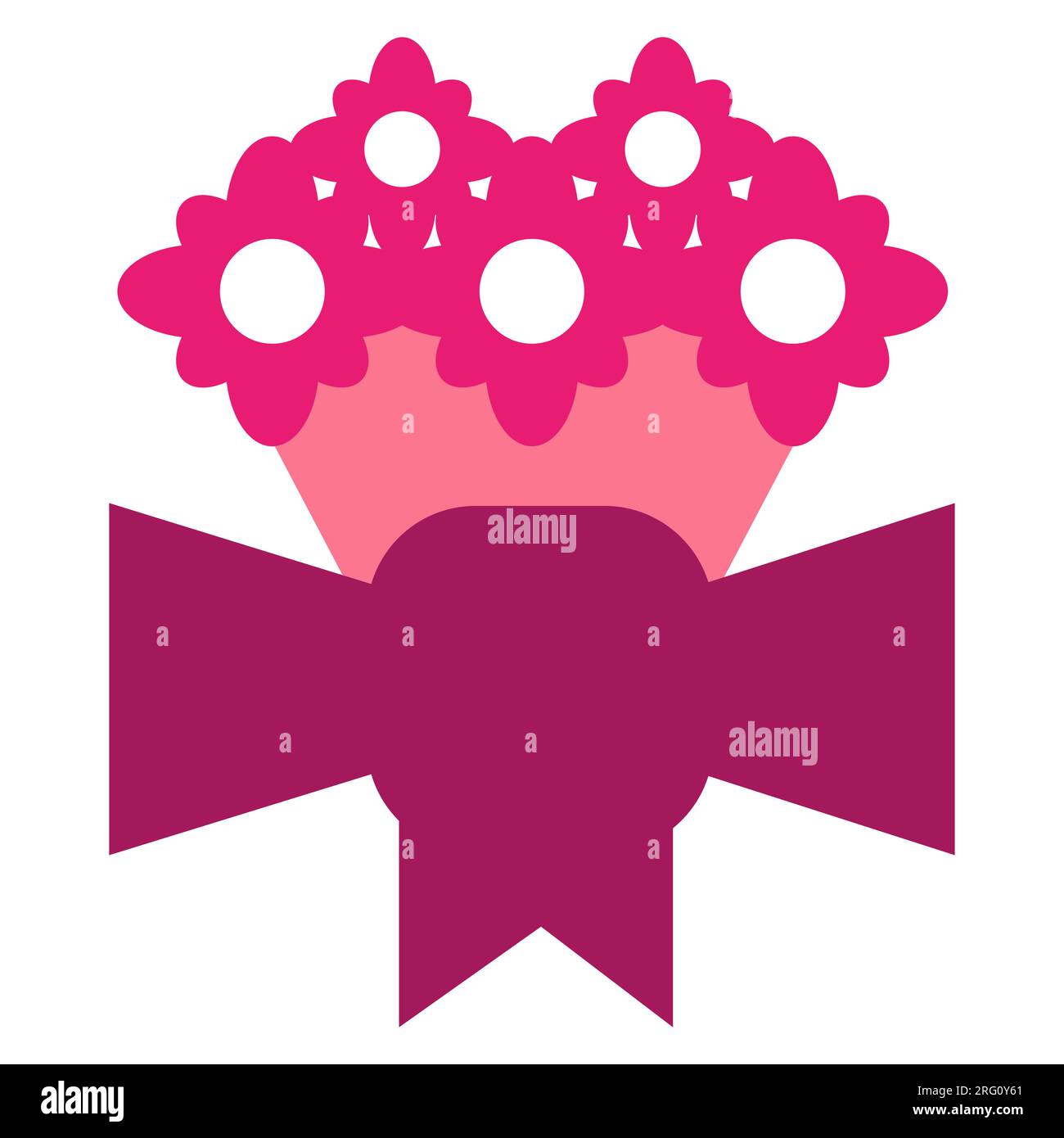 Bouquet of flowers with a ribbon bow. Flat vector illustration isolated ...