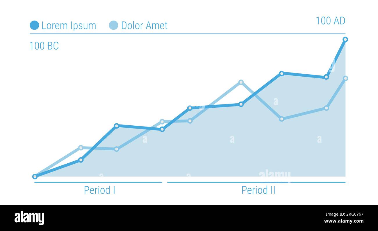 Vintage blue charts, template for infographics. Two intersecting charts ...