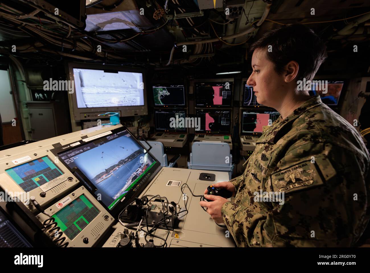 Lt. Cmdr. Christina Faraci, an Engineer is seen at the Conn in the ...