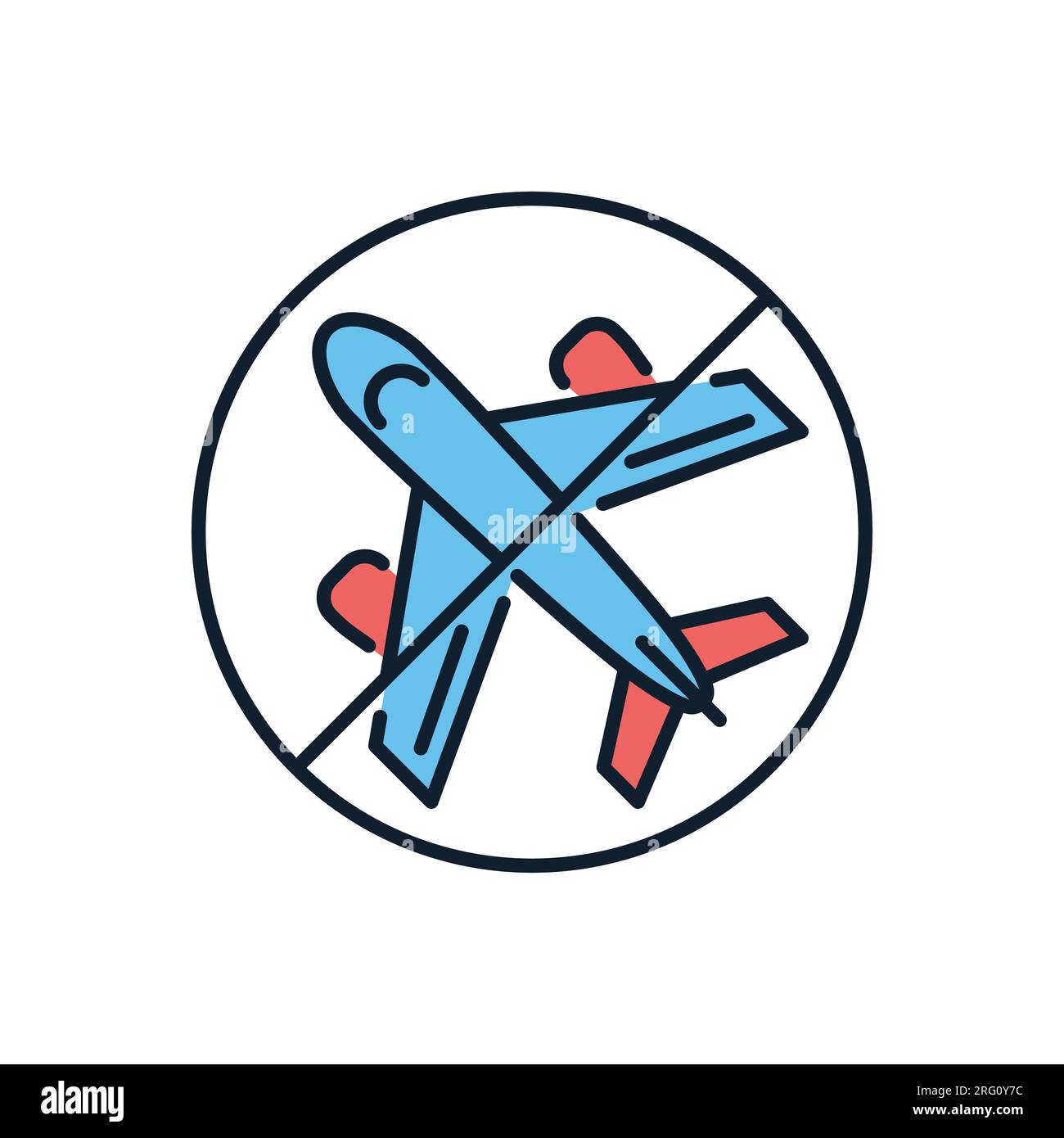 Avoid Travel related vector icon. Airplane in prohibition sign ...