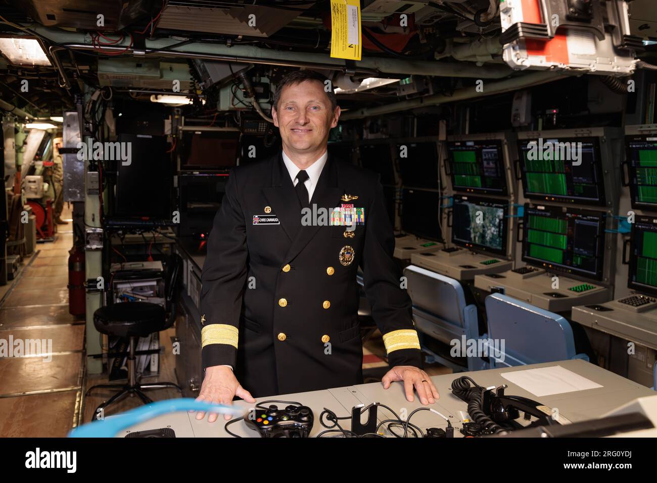 U.S. Navy Rear Admiral Chris Cavanaugh, Commander, Submarine Group 7 is ...