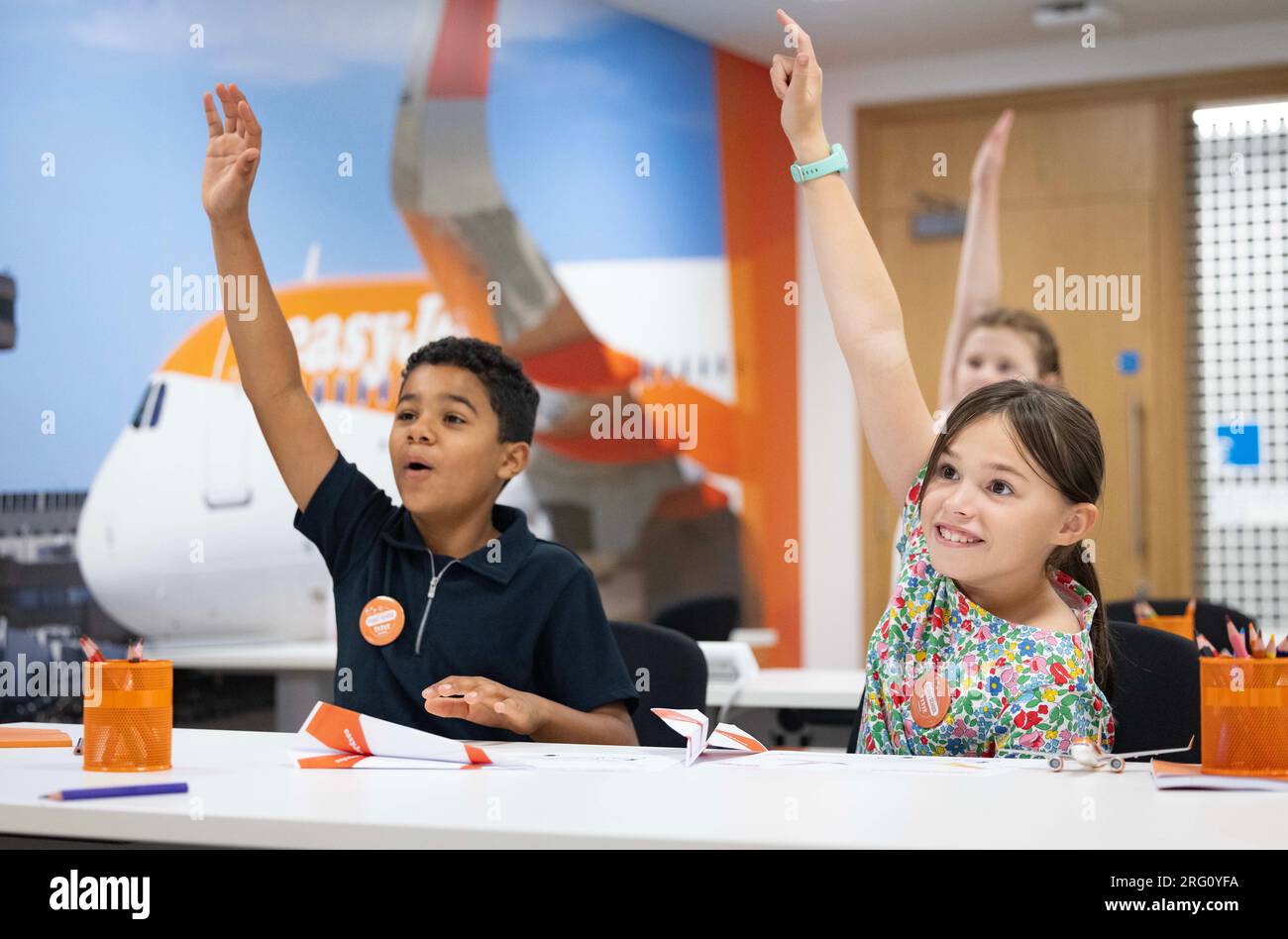 EDITORIAL USE ONLY (left to right) Seb Williams-Barrow, aged 9, Elsa ...
