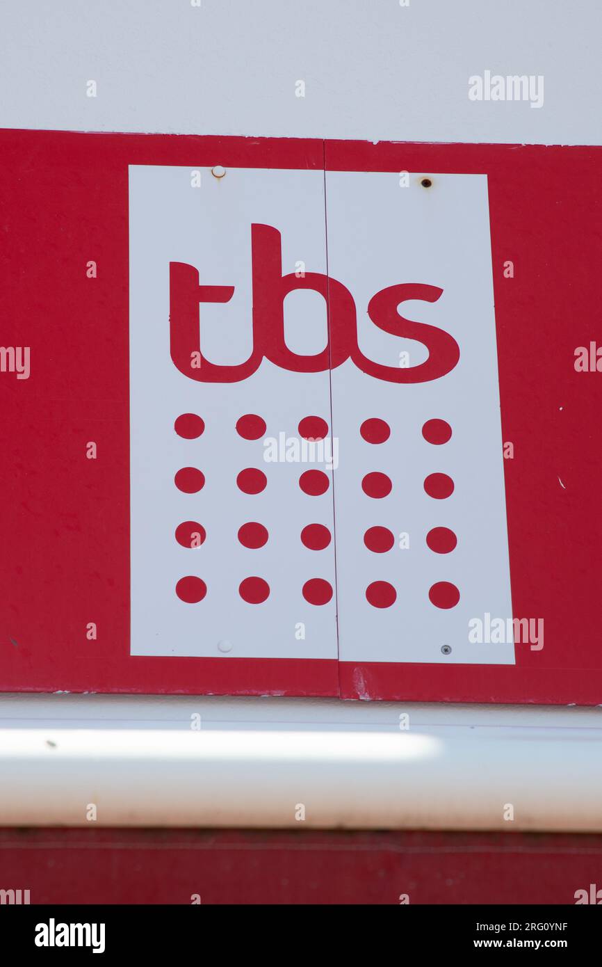 Bordeaux , France - 08 01 2023 : TBS store logo sign wall facade shop ...