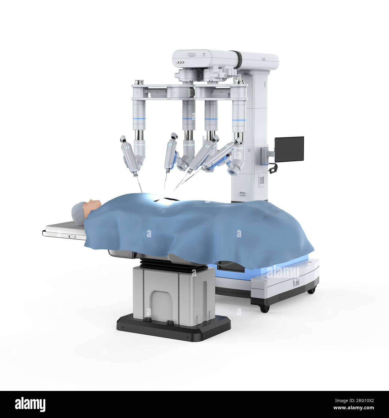 3d rendering robotic assisted surgery with dummy patient isolated on ...