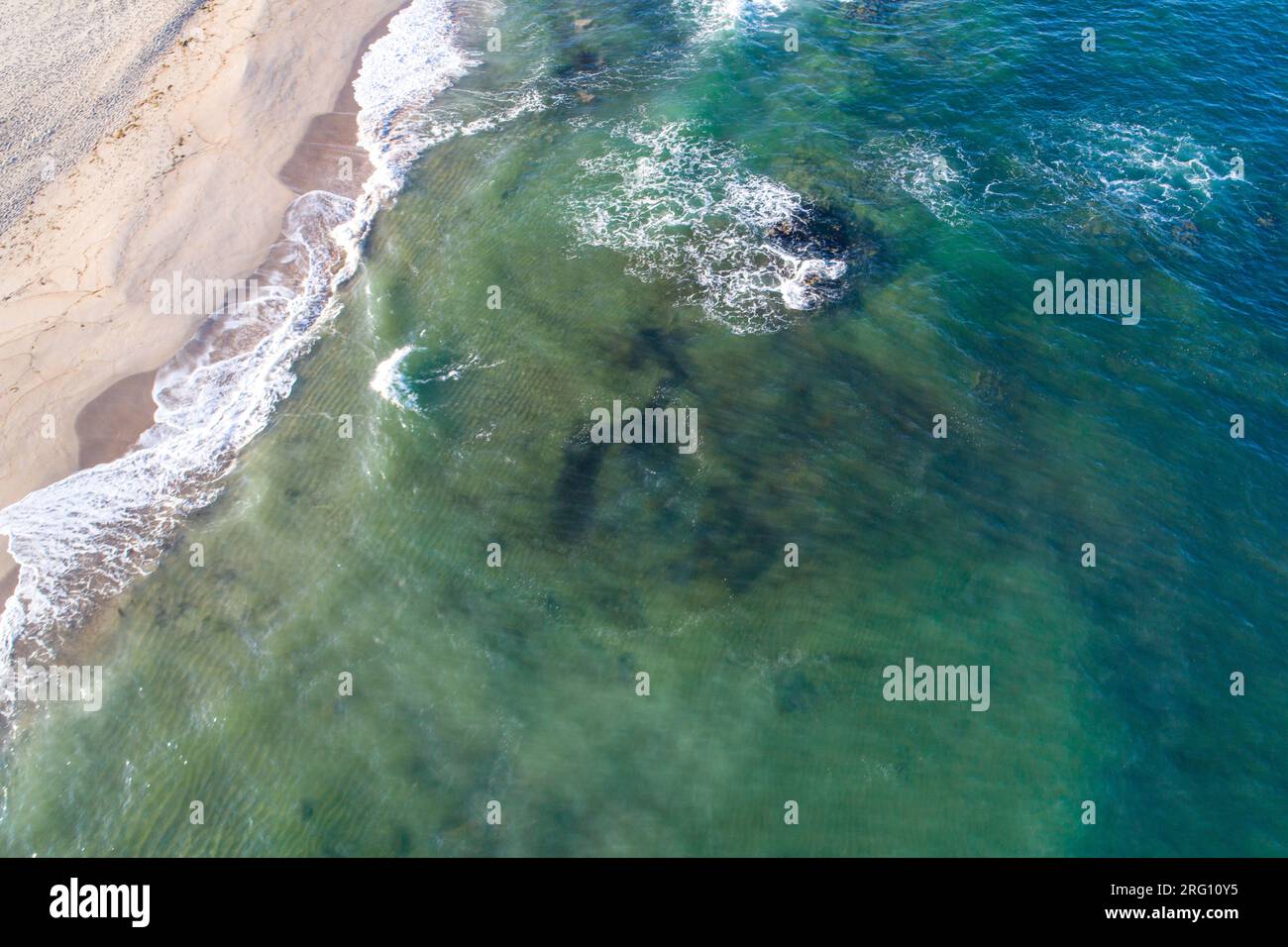 zenithal aerial view of the shore of a turquoise water beach Stock ...