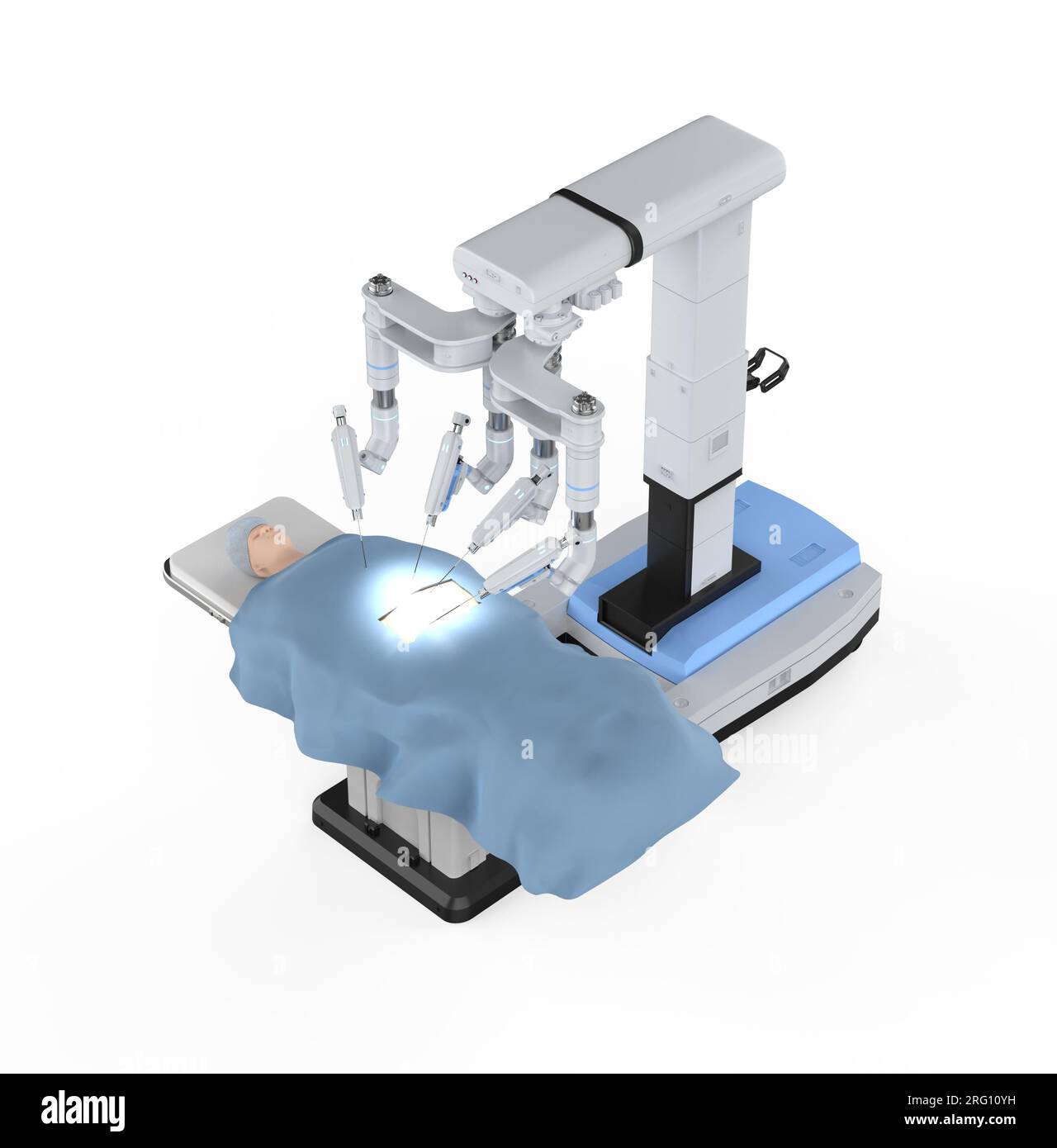3d rendering robotic assisted surgery with dummy patient isolated on ...