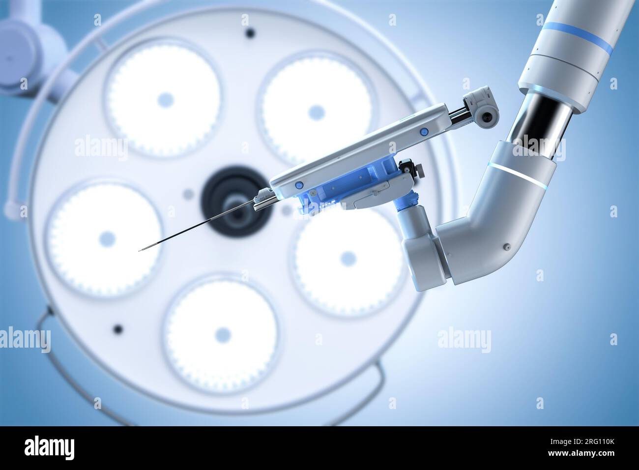 3d rendering robotic assisted surgery machine with surgery lights Stock ...