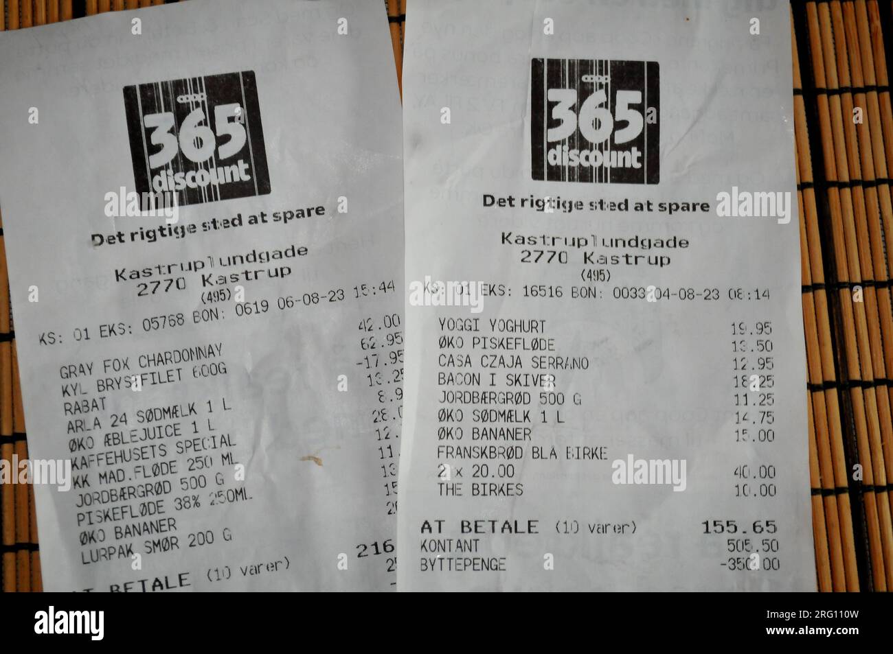 Kastrup/Copenhagen/Denmark/07 August 2023/.Grocerey receipt from chain ...