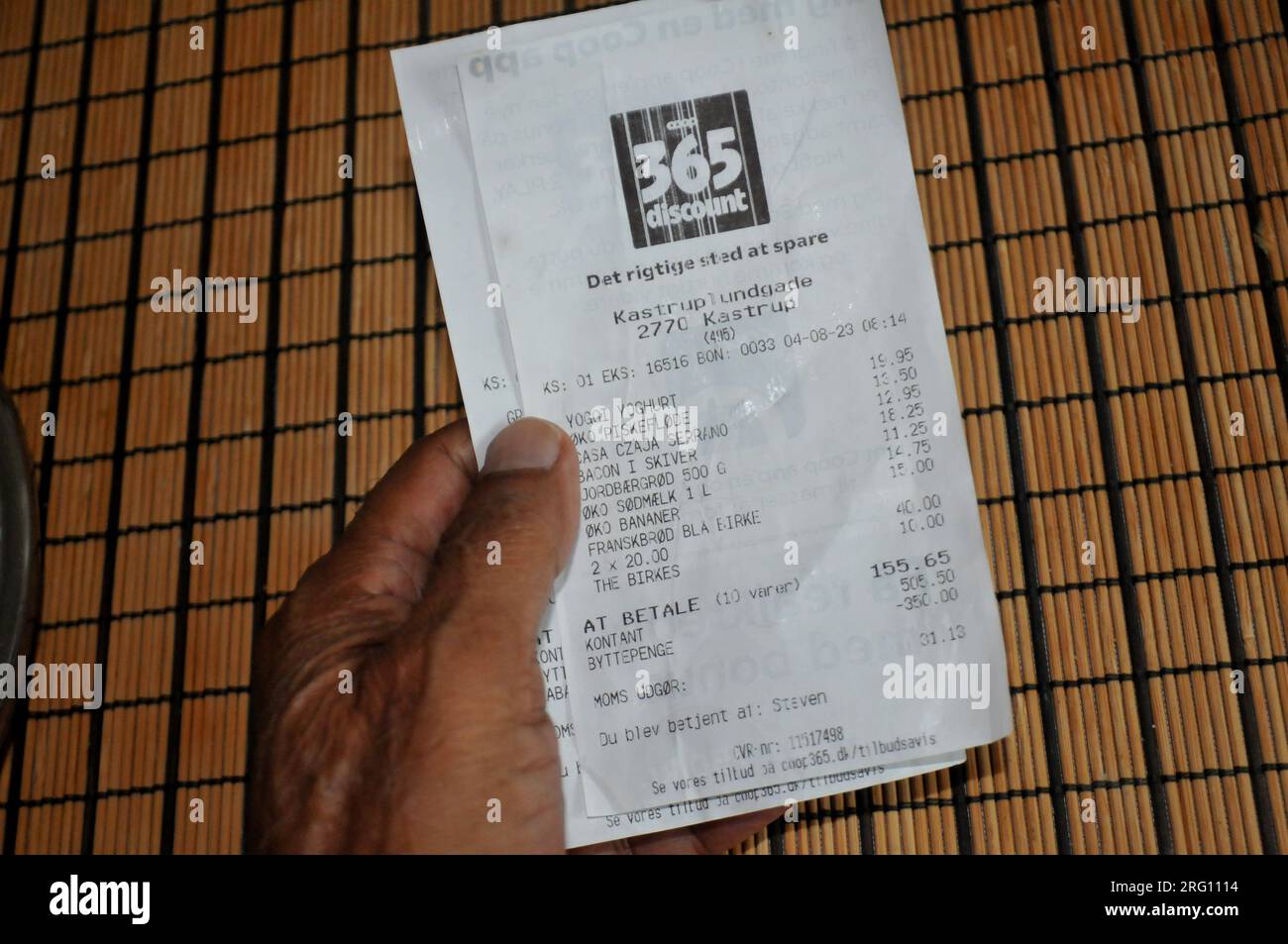 Kastrup/Copenhagen/Denmark/07 August 2023/.Grocerey receipt from chain ...