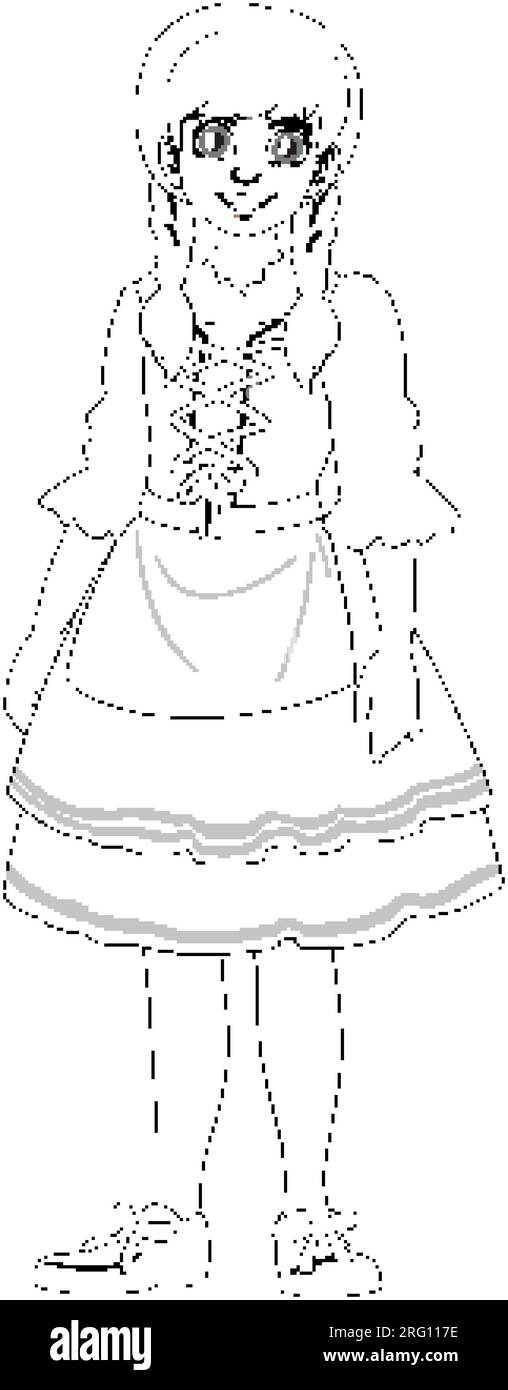 A vector cartoon illustration of a woman wearing a traditional German ...