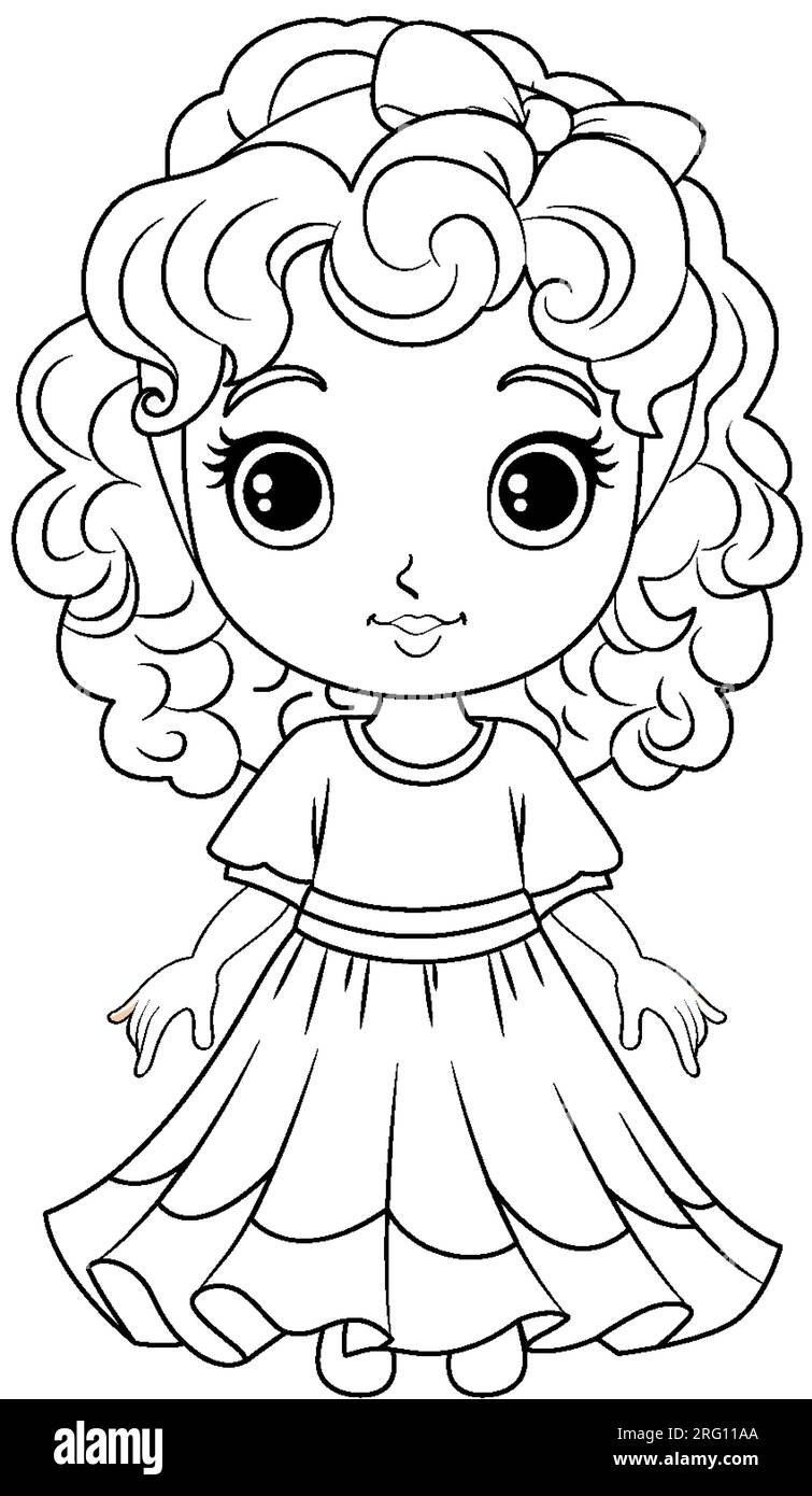 Cute Angel Outline for Creative Coloring illustration Stock Vector ...