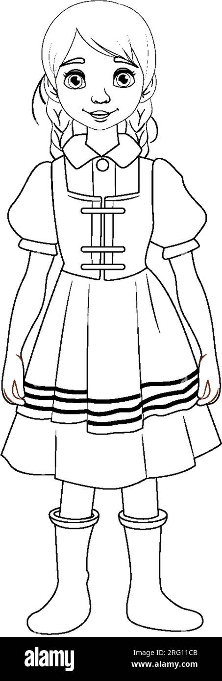 Illustration of a woman wearing a traditional German Bavarian outfit ...