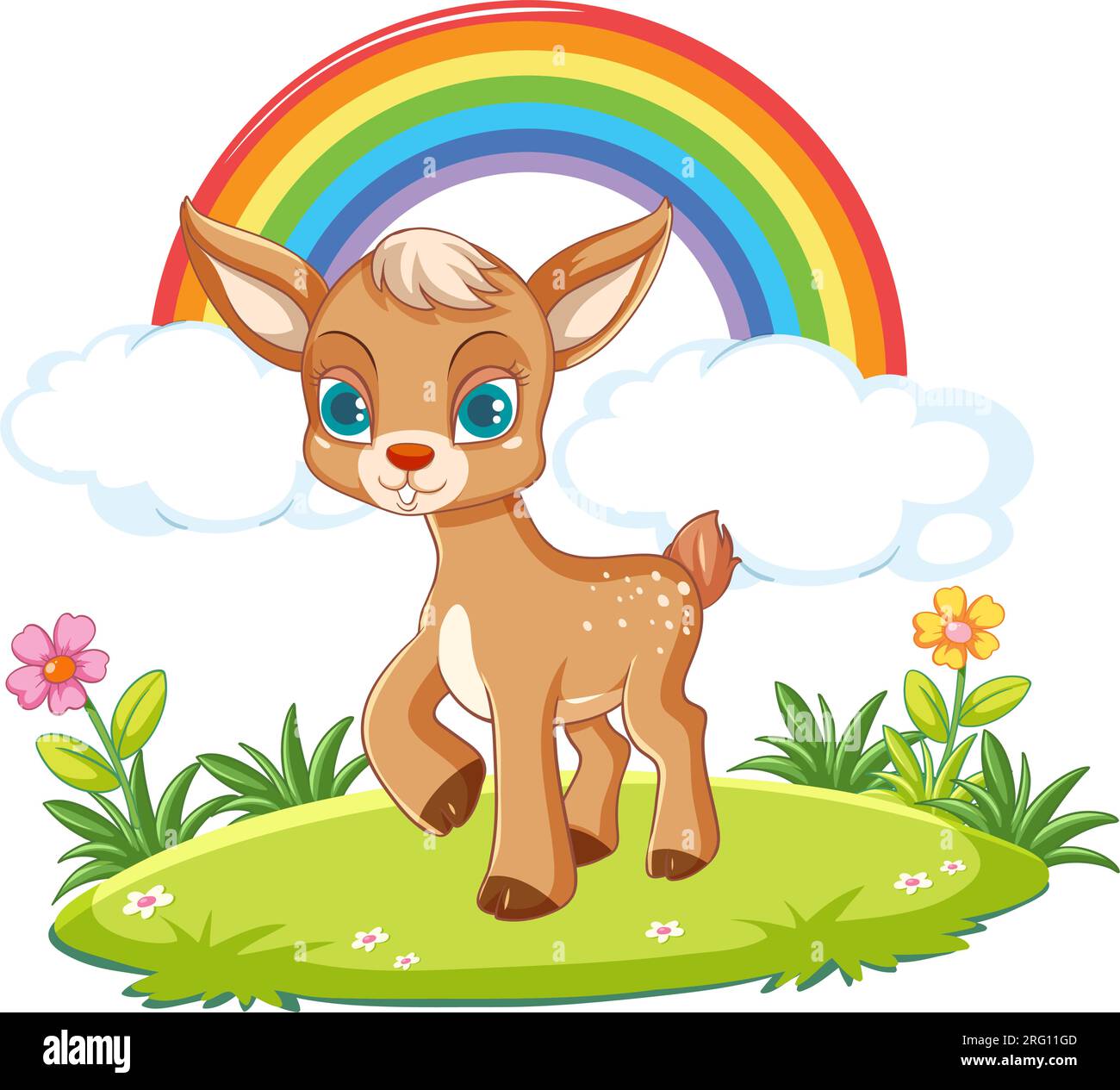 Deer with rainbow in cartoon style illustration Stock Vector Image ...
