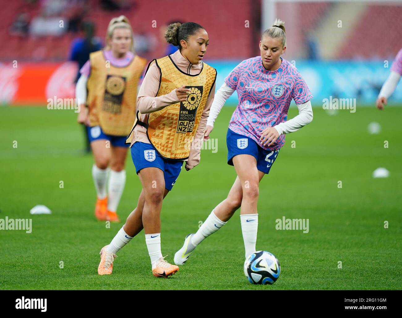 England's Lauren James and Alessia Russo warm up before the FIFA Women ...