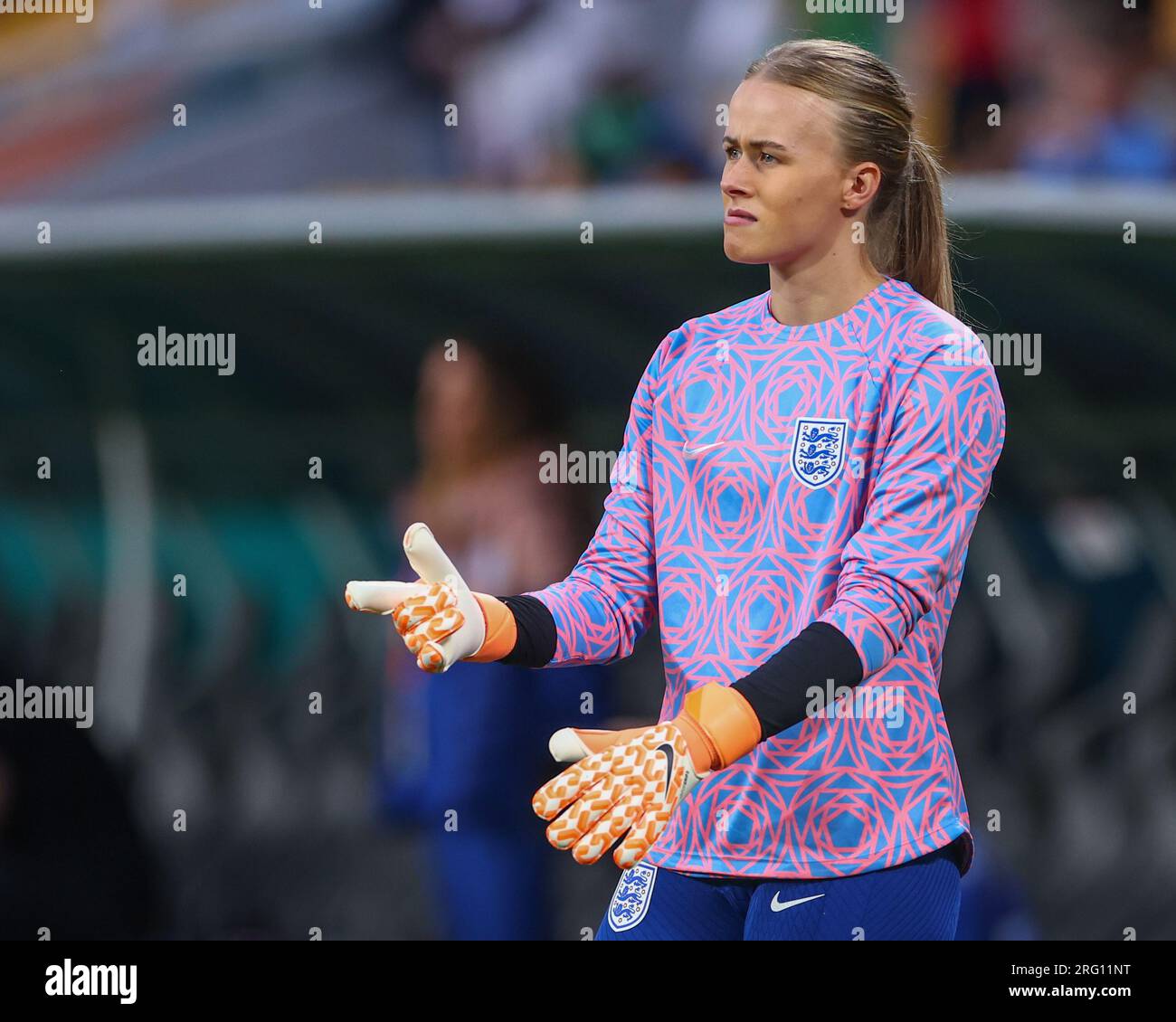 Hannah Hampton #13 of England during the pre-game warm up ahead of the FIFA Women's World Cup ...