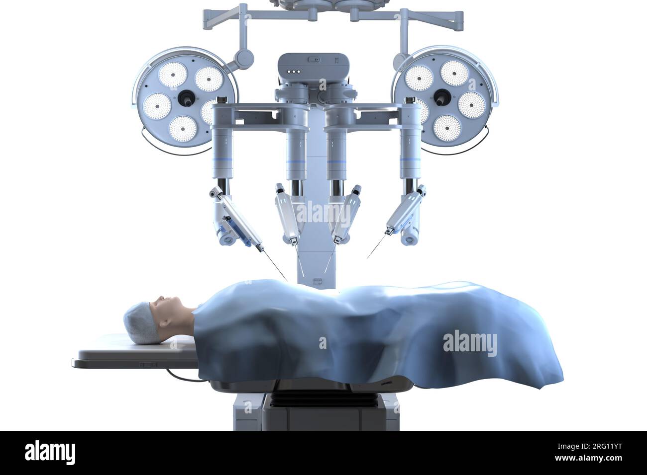 3d rendering robotic assisted surgery with dummy patient isolated on ...