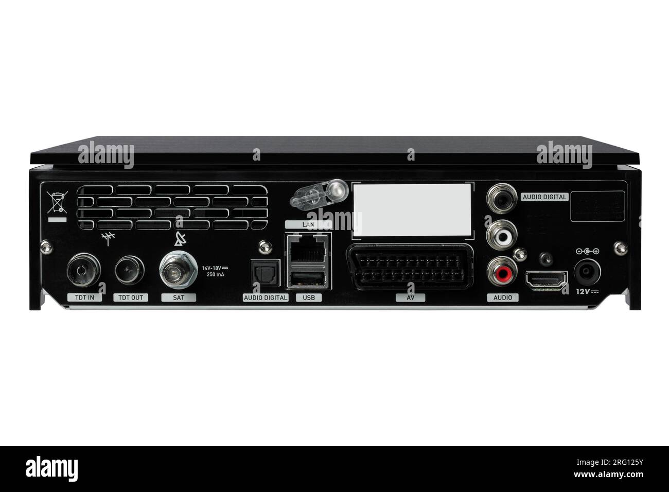 Tv decoder rear view set isolated on white background Stock Photo - Alamy