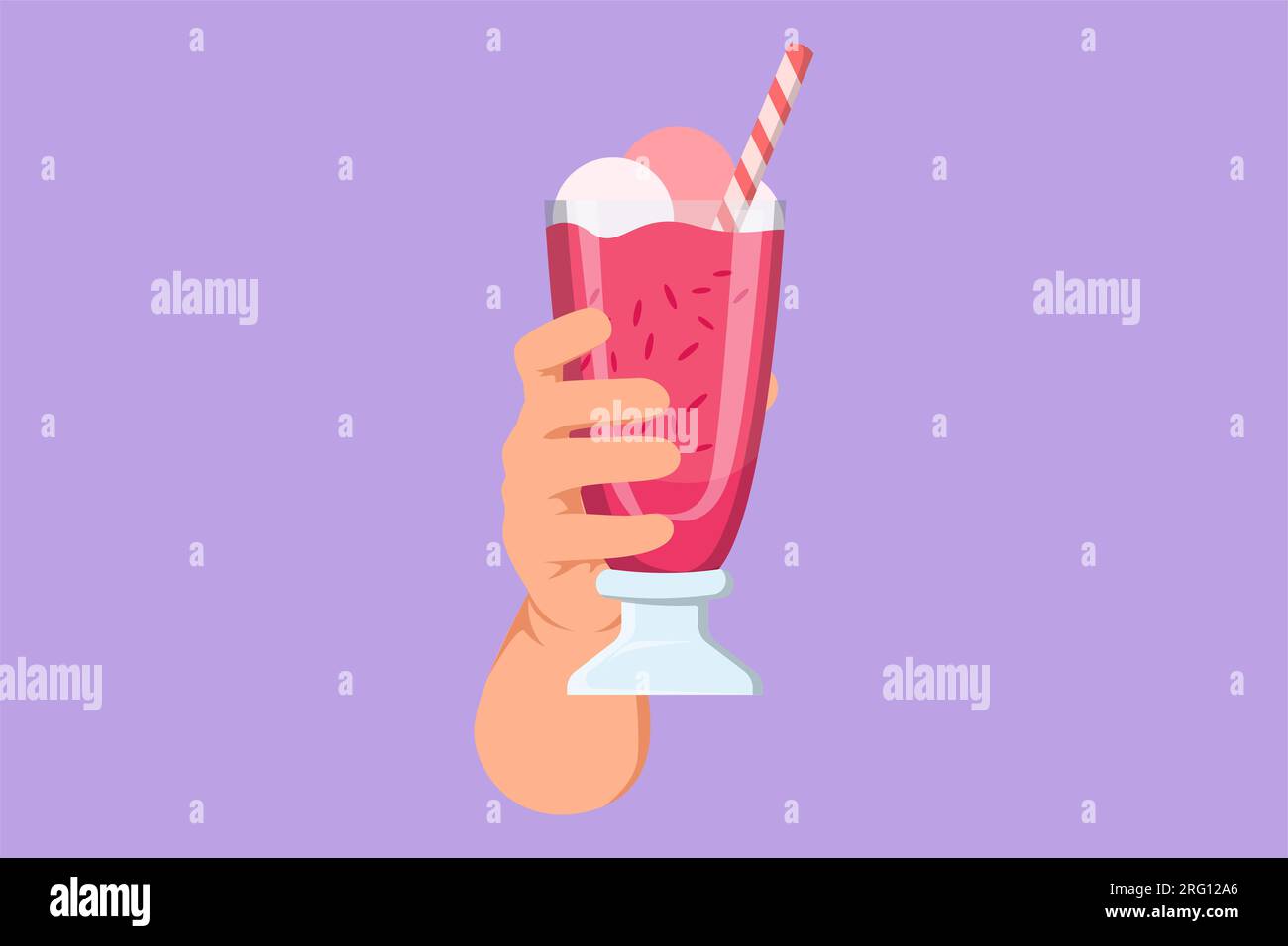 Character flat drawing of stylized human hand holds glass milkshake ...