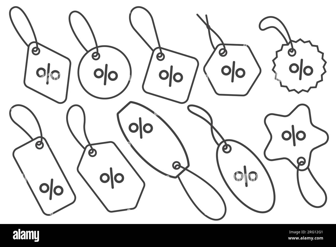 Price tag icons set with percent sign. Outline gift labels for sale and ...