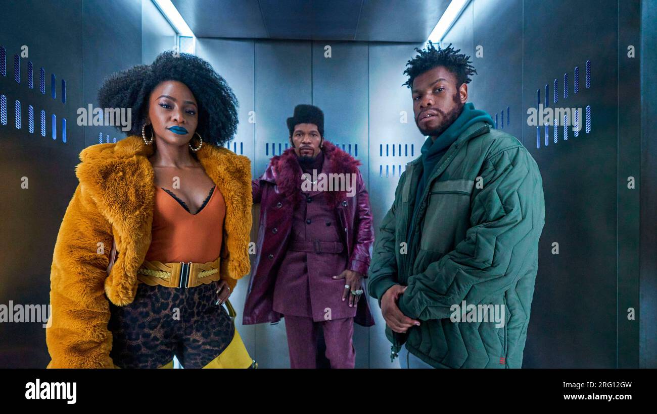 JAMIE FOXX, TEYONAH PARRIS and JOHN BOYEGA in THEY CLONED TYRONE (2023 ...