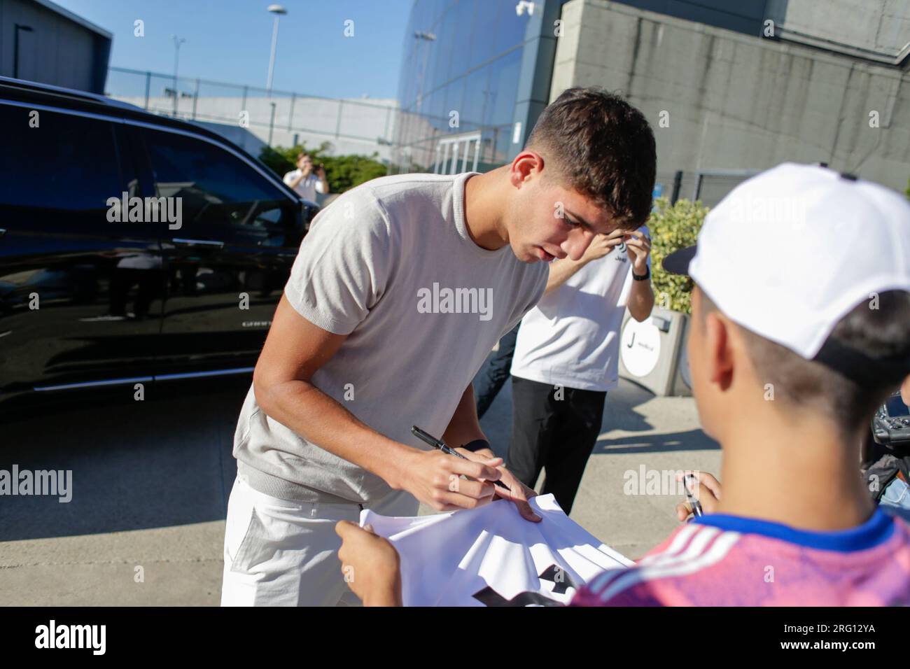 Juventus, 07/08/2023, Facundo Gonzalez arriving at JMedial for test ...