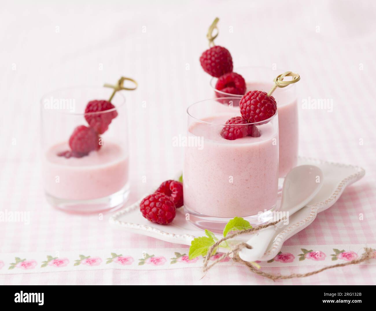 fresh fruit yogurt with raspberry Stock Photo - Alamy