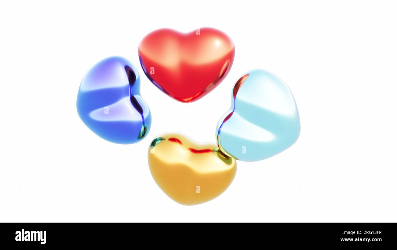 Color soft hearts on transparent back 3d render Stock Photo - Alamy