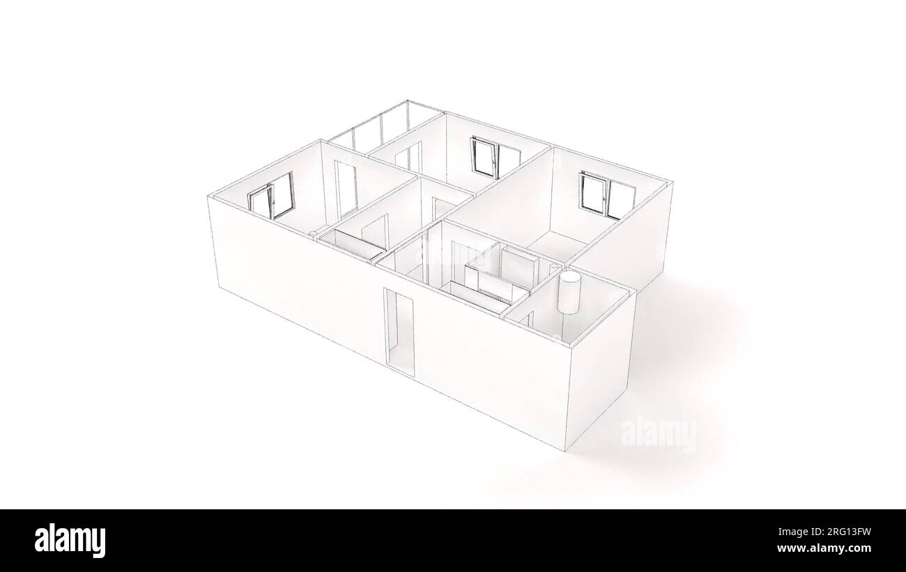 Room drawing modern house architectural Construction Business 3d render ...