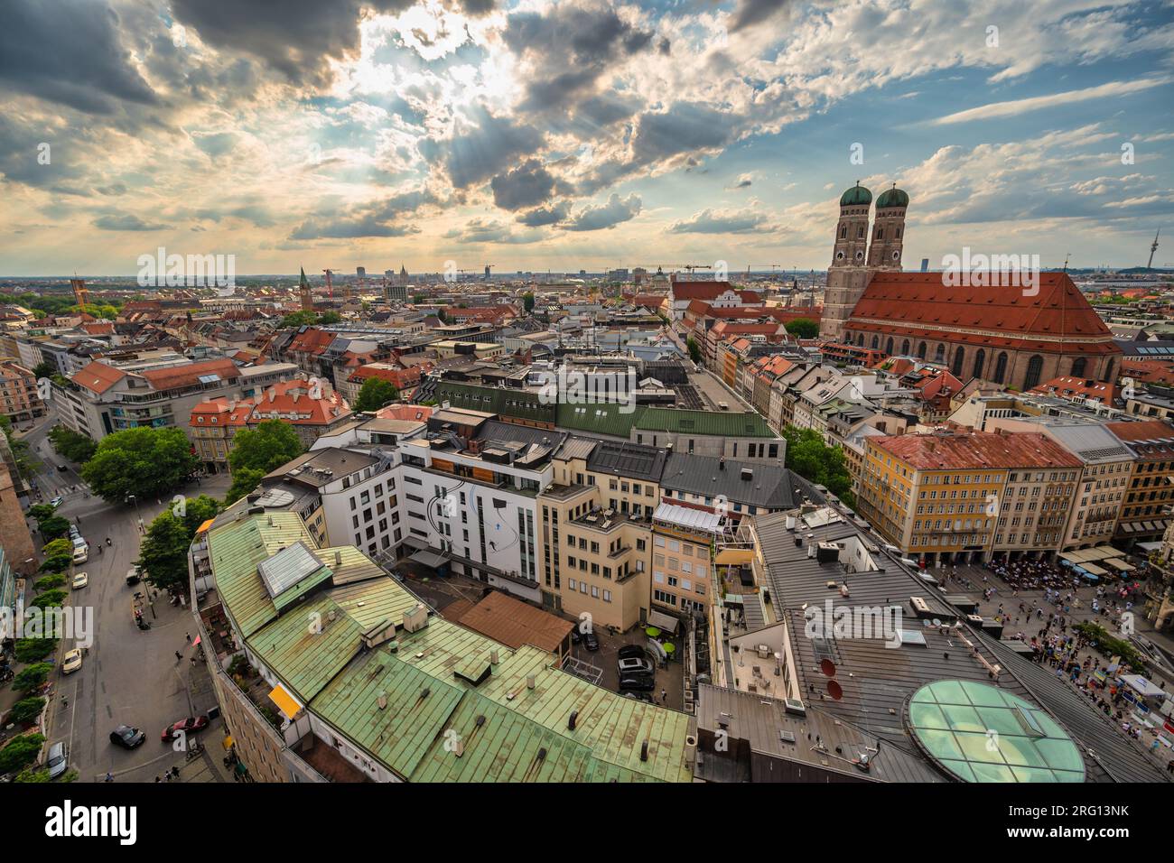 Munich (Munchen) Germany, high angle view city skyline at Marienplatz new Town Hall Square Stock ...
