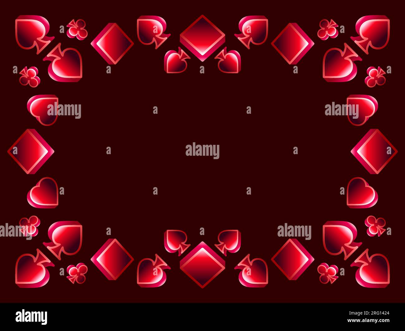 Frame with card suits: diamonds, hearts, clubs, spades in 3d style ...