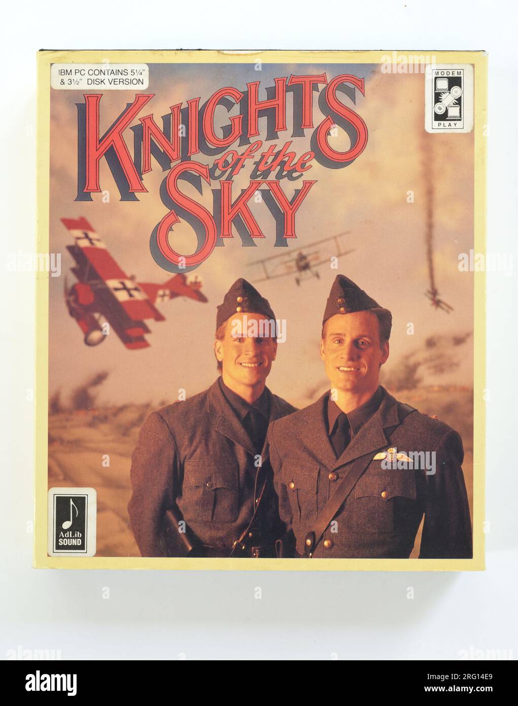 Microprose computer game 1990, Knights of the Sky front cover; two men ...