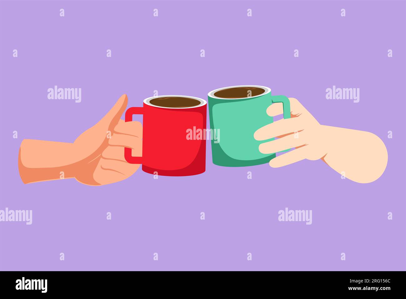 Graphic flat design drawing close up cropped of woman and man or two ...