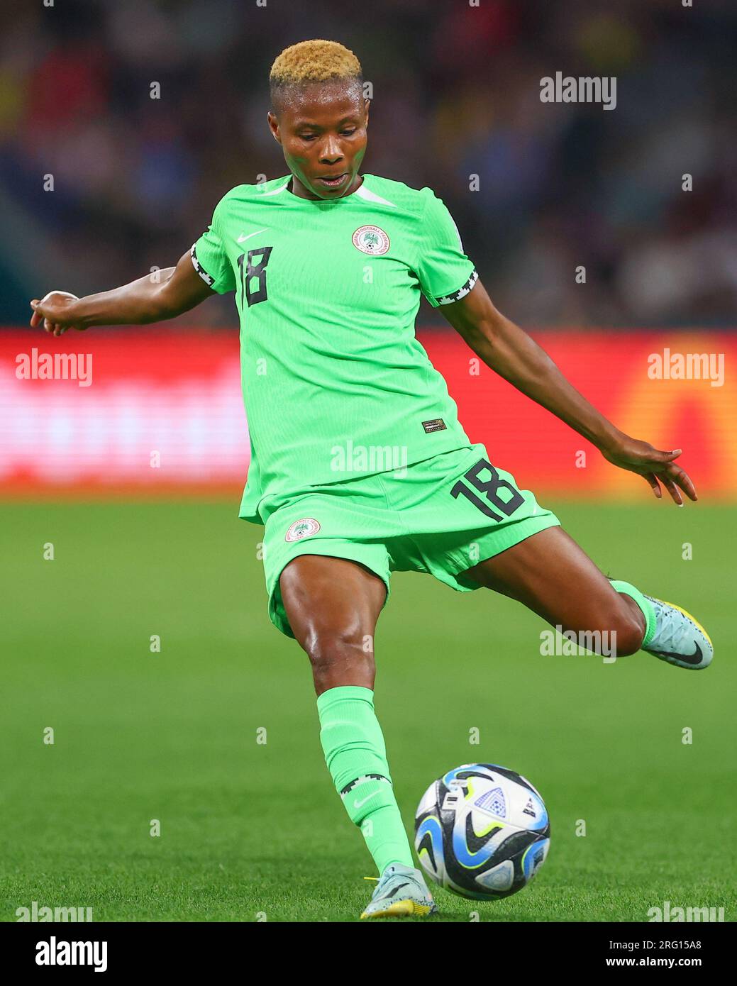 Halimatu Ayinde #18 of Nigeria crosses the ball during the FIFA Women's ...