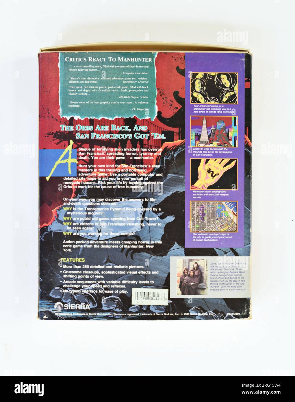 Man Hunter 2; 1989 Back of Box Cover Art Illustration, Sierra Adventure ...