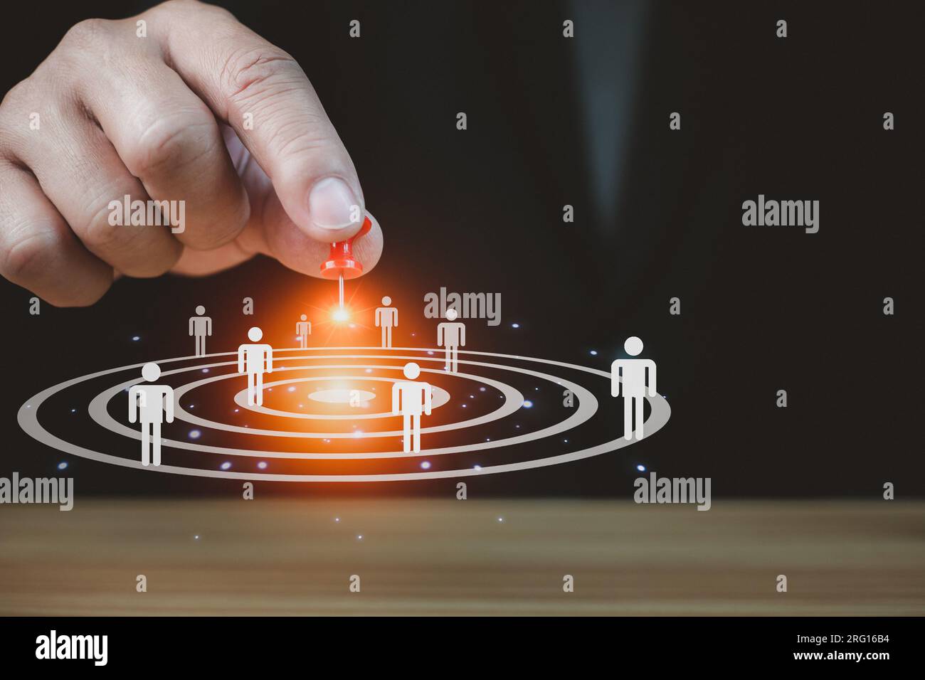 Business people pin in the selection of business target groups. Target ...