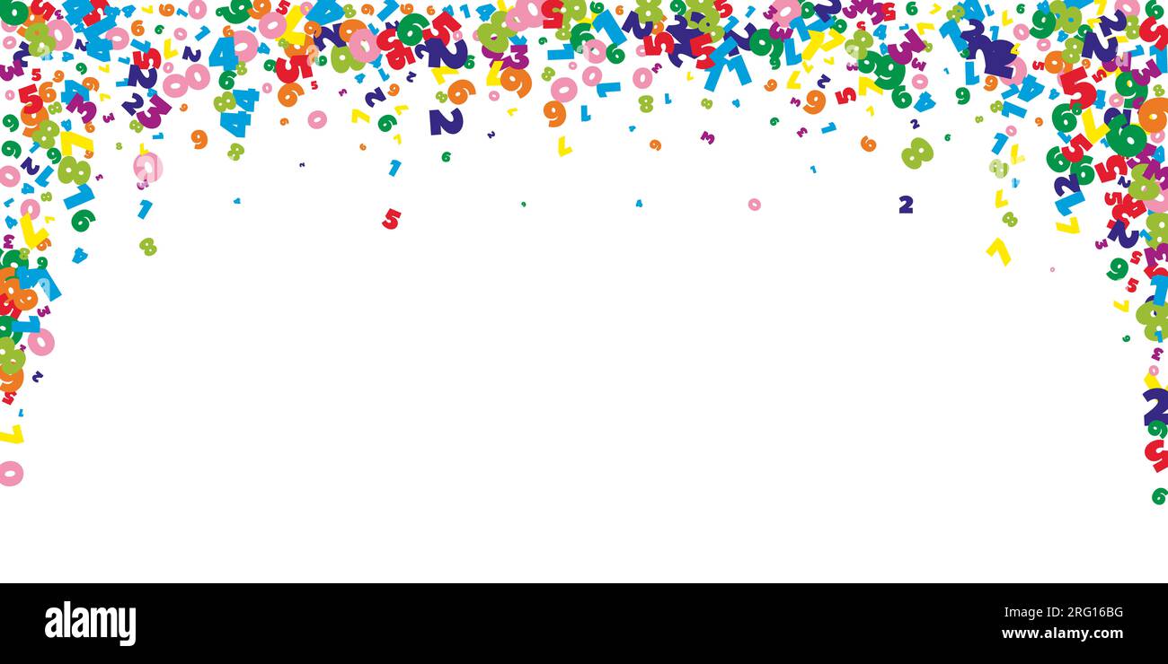 Falling bright numbers. Math study concept with flying digits. Fair ...